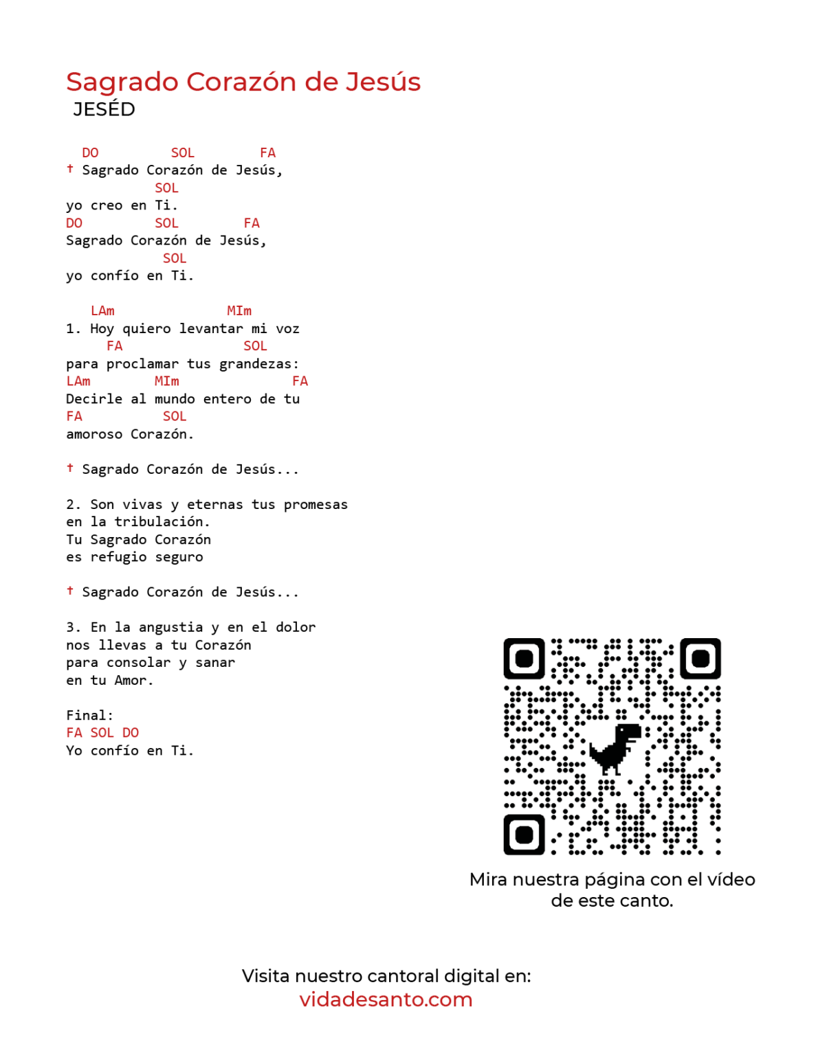 Sagrado Corazón de Jesús: Letra y Acordes ⋆ Vida de Santo